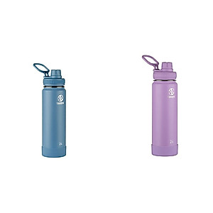 Takeya Actives Insulated Stainless Steel Water Bottle with Spout Lid, 24 Ounce, Bluestone & Actives Insulated Stainless Steel Water Bottle with Spout Lid, 24 oz, Lilac