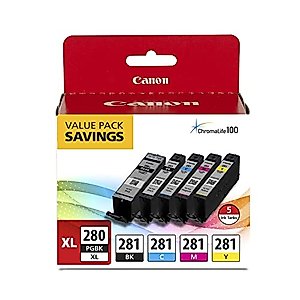 Canon PGI-280XL/CLI-281 5 Color Pack Compatible to TR8520, TR7520, TS9120 Series,TS8120 Series, TS6120 Series