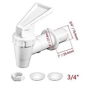 Lanzeuta 2 Sets BPA-Free Replacement Cooler Faucet, White Water Dispenser Tap Set, Reusable Plastic Spigot Spout Water Beverage Lever Pour Dispenser Valve Water Crock Tap