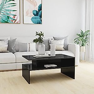 QJBSAVVA Coffee Table High Gloss Gray 35.4"x23.6"x16.7" Engineered Wood,Entrance Table Tray Tables Center Table Low Table Suitable for Meeting Rooms, Reception Rooms, Offices