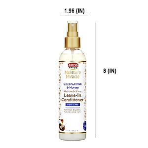 African Pride Moisture Miracle Coconut Milk & Honey Leave-In Conditioner - Refreshes & Softens Natural Coils & Curls, Hydrates & Shines, 8 oz (3 Pack)