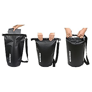 MARCHWAY Floating Waterproof Dry Bag 5L/10L/20L/30L/40L, Roll Top Sack Keeps Gear Dry for Kayaking, Rafting, Boating, Swimming, Camping, Hiking, Beach, Fishing (Black, 10L)