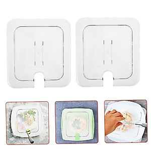 COLLBATH 4pcs Pan Lid 1/6 Size Food Container Lids Plastic Clear Food Pan Lids Handled Food Pan Lid Transparent