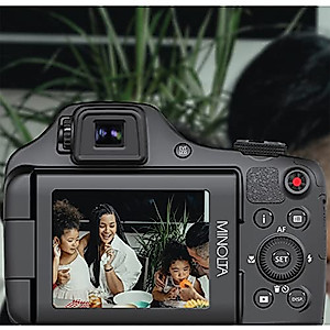 Minolta MN67Z-BK 20MP / 1080p HD Bridge Digital Camera with 67x Optical Zoom Bundle with Lexar Professional 633x 64GB UHS-1 Class 10 SDXC Memory Card and Deco Gear Camera Bag for DSLR (Red)