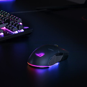 ASUS ROG PUGIO II Mouse Gaming RGB Ottico Wireless, Bluetooth, USB, ambidestro, 16.000 DPI, 7 pulsanti programmabili, pulsanti laterali configurabili, illuminazione Aura Sync