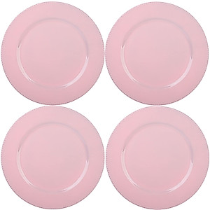Palais Dinnerware 'Plaque De Charge' Collection - 13" Elegant Charger Plate (4, Pink with Bead Finish)