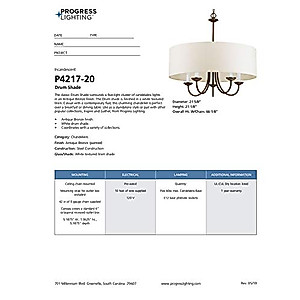 Drum Shade Collection 5-Light White Textured Linen Shade Farmhouse Chandelier Light Antique Bronze