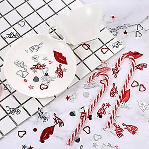 TecUnite 4000 Pieces Valentine Confetti for Valentine's Day Wedding Party Table Decoration with Heart, Love, Lip Print, Acrylic Diamond Shape Design Confetti, 3.5 Ounce