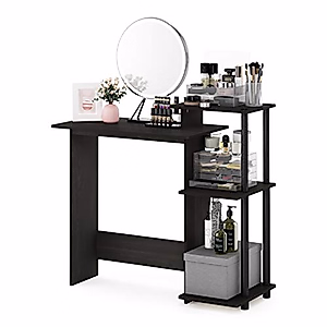 Furinno Efficient Home Laptop Notebook Computer Desk with Square Shelves, Espresso/Black