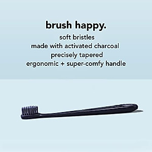 hello Charcoal Soft Toothbrush with Activated Charcoal from Sustainable Bamboo, BPA- Free, Made from Plant-Based Materials, 4 Pack