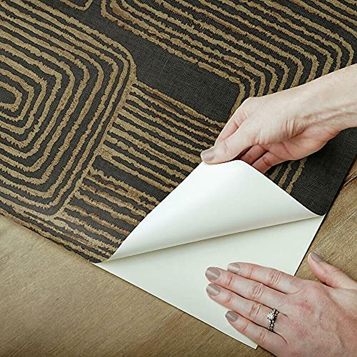 RoomMates RMK12213PL Nikki Chu Black and Metallic Gold Zulu Signature Peel and Stick Wallpaper