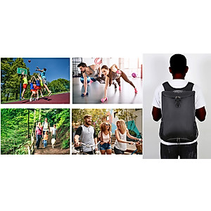 Mouteenoo Sport Gym Backpack Shoes Compartment Drawstring Backpack Men Women (Black/Black)