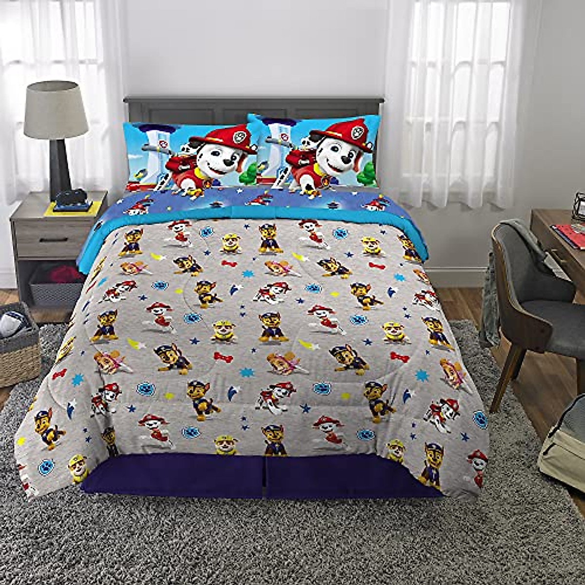 Franco Paw Patrol Kids Bedding Super Soft Comforter And Sheet Set, 5 Piece Full Size, (Official) Nickelodeon, 39 x 75 Inch