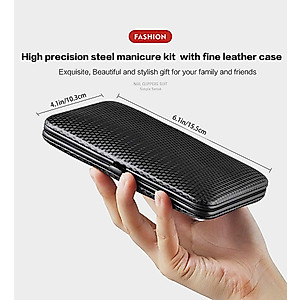 Nail Clippers Sets High Precisio Stainless Steel Nail Cutter Pedicure Kit Nail File Sharp Nail Scissors and Clipper Manicure Pedicure Kit Fingernails & Toenails with Portable stylish case (Black)