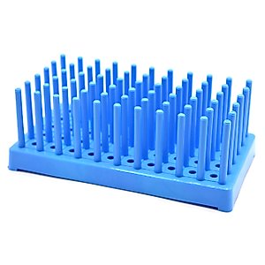 EISCO Blue Plastic Test Tube Peg Drying Rack Holds 50 16mm Tubes