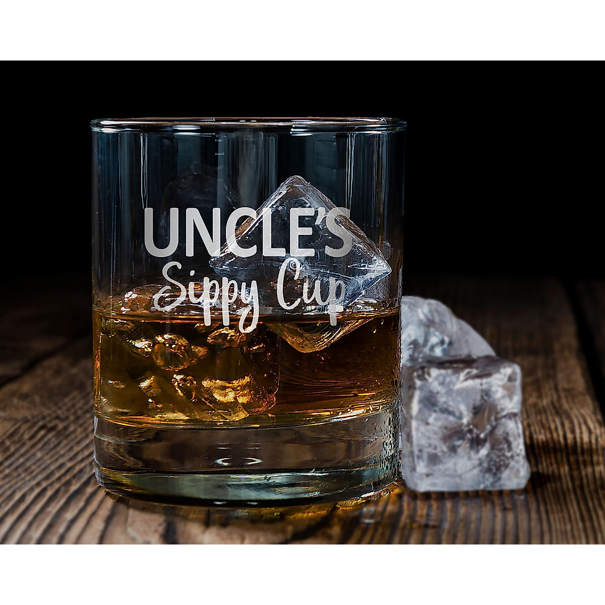 UNCLE'S SIPPY CUP Custom Personalized Whiskey Glass - Laser Engraved Etched Funny Gift for Dad Uncle Grandpa