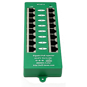 PoE Texas AT-8-48v60w | 8 Port Gigabit 802.3af Power Over Ethernet Injector | with 48 Volt 60 Watt Power Supply