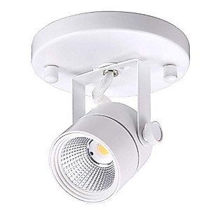 CLOUDY BAY LED Flush Mount Ceiling Spot Light,CRI90+ 8W 600lm 3000K Warm White Dimmable,Adjustable Tilt Angle Ceiling Light Fixture,White Finish