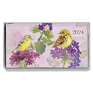 2024 Pressed Flowers Handy Planner Pocket Calendar & Memo Pad, 3.5-Inch x 6.5-Inch Size Closed, 7-Inch x 6.5-Inch Size Open, Bookstore-Quality Monthly Calendars With 30 Note Pages for Kitchen &