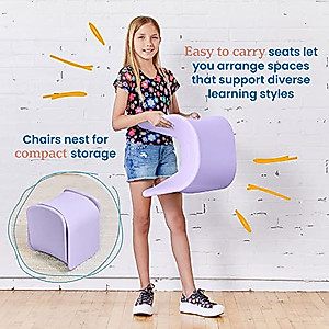 ECR4Kids Wave Seat, 14in - 15.1in Seat Height, Perch Stool, Light Purple, 2-Pack