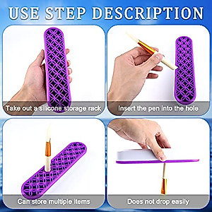 QUACOWW 2Pcs Purple Silicone Makeup Brush Holder Organizer Multifunctional Desktop Organizers Make Up Brush Storage Stand for Art Supplies Painting Pen Brushes Eyeliner Pencil and Craft Tools