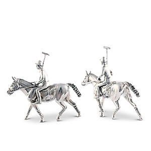 Vagabond House Pewter Polo Horse Player Salt & Pepper Shakers Set 5.75 inch Tall