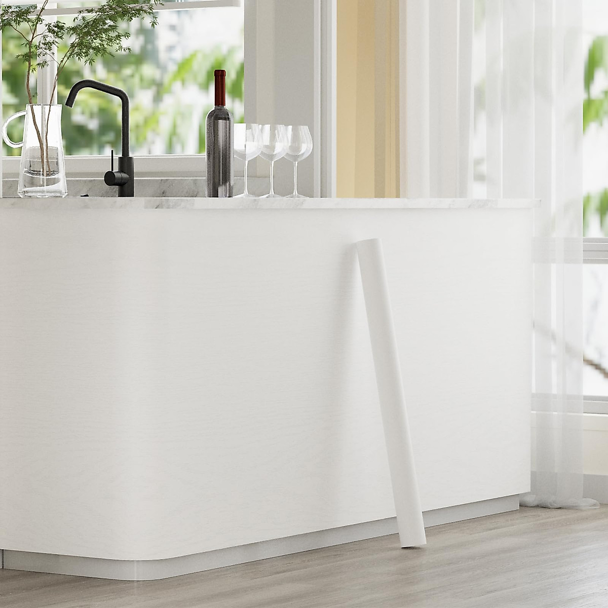 Oxdigi White Wood Grain Contact Paper 24 x 196 inches Decorative for Countertops Cabinets Shelf Liners Doors Self-Adhesive Film Peel & Stick Waterproof Removable Wallpaper