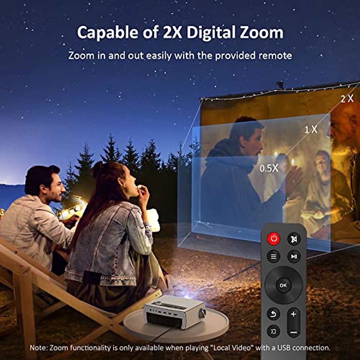 NexiGo WiFi Bluetooth Projector PJ10, 220ANSI, Native 1080P Movie Projector, Dolby_Sound Support, Remote, Compatible with Phone, Computer, HDMI, USB, AV Interfaces