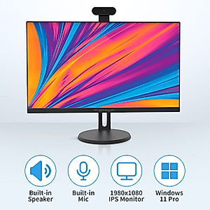 EUISHIHUA 24” All-in-one Computer Touchscreen, i7 Quad-Core Desktop Computer with Camera, 16G Ram 512G SSD IPS HD Display, WiFi Bluetooth for Home Entertainment Business Office (i7_Black)