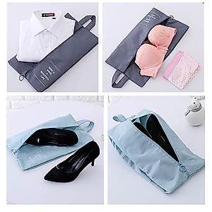 ELANE 4 Pcs Packing Shoe Bags for Travel,Shoe Bags for Storage in Closet Shoe Travel Bags for Packing,Shoe Travel Bags for Luggage for Women Men (Black,Grey,Pink,Blue)