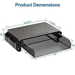 Zimilar Monitor Stand Riser with Drawer, Monitor Riser with Side Storage Pockets for Desk, Metal Monitor Stand for Laptop, PC Screen, Printer, iMac, Computer Monitor Stand for Home Office