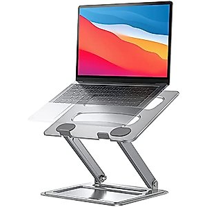 LORYERGO Adjustable Laptop Stand, Portable Laptop Riser for 17.3inch Laptops, Adjustment Laptop Stand for Desk, Portable Laptop Riser Holds Up to 17.6lbs Laptop Riser for Notebook - Sliver