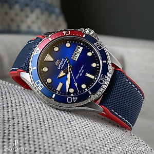 Strapseeker Theo Hybrid Nylon & FKM Rubber Performance Watch Band Replacement Watch Bands Quality Waterproof Watch Straps for Men & Women Deployment Clasp Pin Buckle Compatible with Most Watches