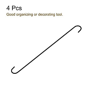 uxcell S Hanging Hooks, 20inch/500mm Extra Long Steel Hanger, Indoor Outdoor Uses for Garden, Bathroom, Closet, Workshop, Kitchen, Black, 4Pcs