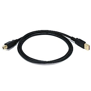 Monoprice USB-A Male to USB-B Male 2.0 Cable - 28/24AWG, Shielded, Gold Plated, 3 Feet, Black