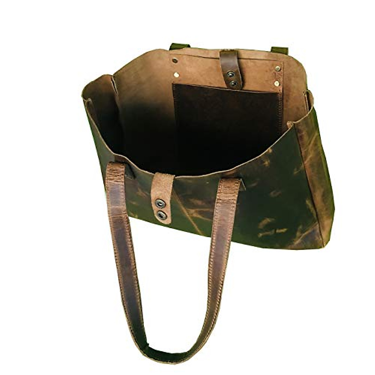 16" Vintage Buffalo Leather Bag Womens Shoulder Tote Bag