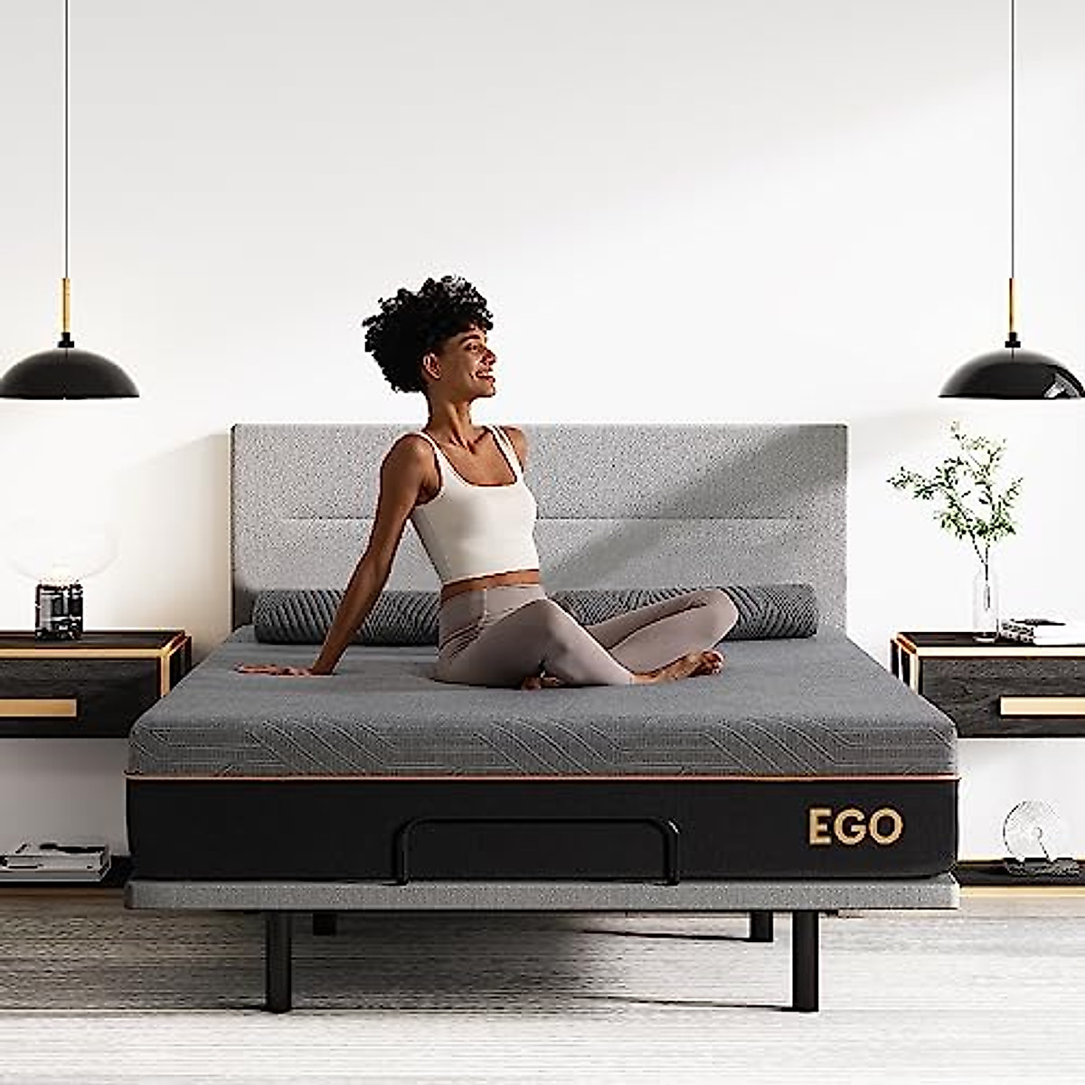 EGOHOME 12 Inch Queen Mattress, Copper Gel Cooling Memory Foam Mattress for Back Pain Relief,Therapeutic Double Matress Bed in a Box, CertiPUR-US Certified, 60”x80”x12”, Black