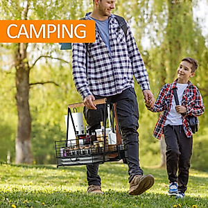 Grill Caddy for Outdoor Grill, Picnic Caddy and Grill Utensil Caddy, Condiment Caddy, BBQ Caddy with Drawer, Adjustable Compartment Storage, Quick Assemble Grill Accessories Storage