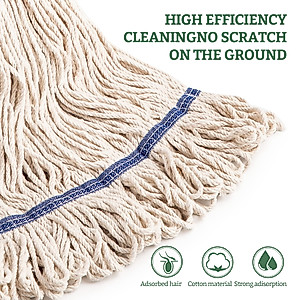 Eyliden Universal Mop Head Replacement, Wet Industrial Commercial Cotton Looped End String Cleaning Mop Refill, Reusable Washable Mops Heads for Heavy Duty Mopheads (White, 1)