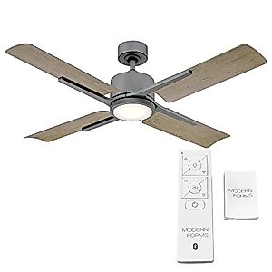 Cervantes Smart Indoor and Outdoor 4-Blade Ceiling Fan 56in Graphite Weathered Gray with 2700K LED Light Kit and Remote Control works with Alexa, Google Assistant, Samsung Things, and iOS or Android App