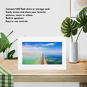 10 Inch Digital Photo Frame Electronic Album 100-240V 1024x600 White with Remote Control for Office (US Plug)