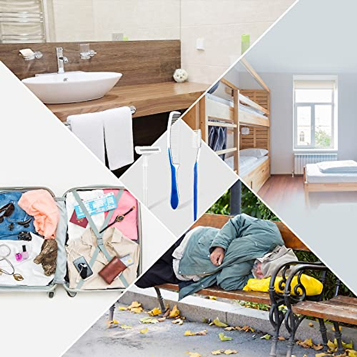 150 Pcs Disposable Toothbrushes and Comb Razors Bulk Individually Wrapped Soft Bristle Travel Toothbrush Kit Hair Combs Stainless Steel Blade Shaving Razors for Homeless Hotel Nursing Home Charity