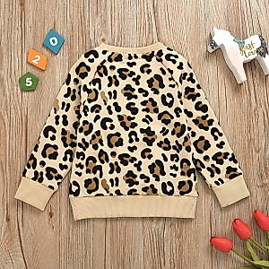 BOEBNOZCV Toddler Baby Girls Boy Leopard Print Sweater Long Sleeve Pullover Tops Blouse Sweatshirt Autumn Clothes (Leopard,5-6T)