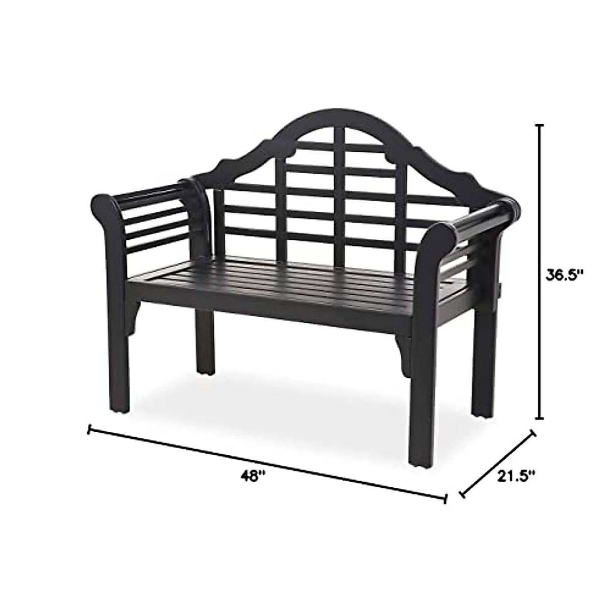 Plow & Hearth 62A79-BK Lutyens Eucalyptus Wood Garden Bench, Black