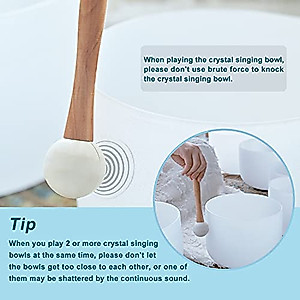 440HZ 8 Inch F Note Heart Chakra Frosted Quartz Crystal Singing Bowl Meditation Therapy Sound Healing Instrument Sound Bath Bowl with Carrying Bag