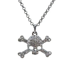 BENBIYO Skull Necklace Orb Saturn NANA Gothic Silver Rhinestone Crossbones Pendant Necklace for Women