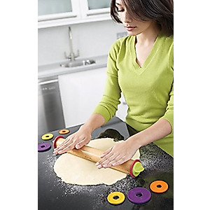 Joseph Joseph Adjustable Rolling Pin with Removable Rings, 13.6", Multi-Color