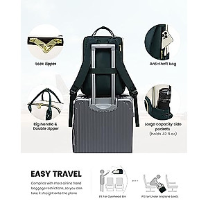 LOVEVOOK Laptop Backpack for Women 15.6 Inch, Travel Backpack Personal Item Carry On Bag for College, Women’s Computer Backpack Laptop Bag for Work for Teacher Nurse With Water-Resistant, Dark Green