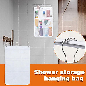 HFLWYWD Shower Organizer,7 Pockets Hanging Shower Organizer with Quick Drying Mesh,Portable Space Saving Shower Caddy Hanging,Bathroom Organizer to Hold Soap, Shampoo (1pcs)