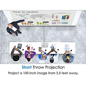 Optoma EH200ST Full 3D 1080p 3000 Lumen DLP Short Throw Projector with 20,000:1 Contrast Ratio and MHL Enabled HDMI Port , white